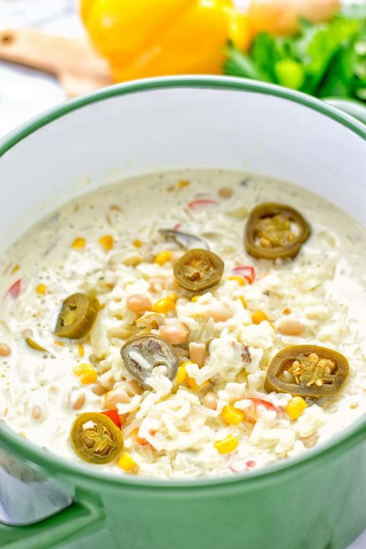 White Chili Rice Casserole - Contentedness Cooking