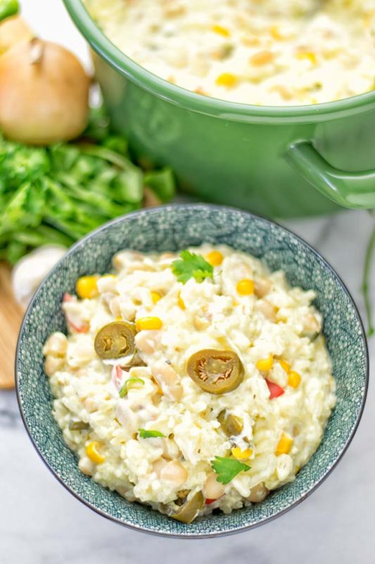 White Chili Rice Casserole - Contentedness Cooking