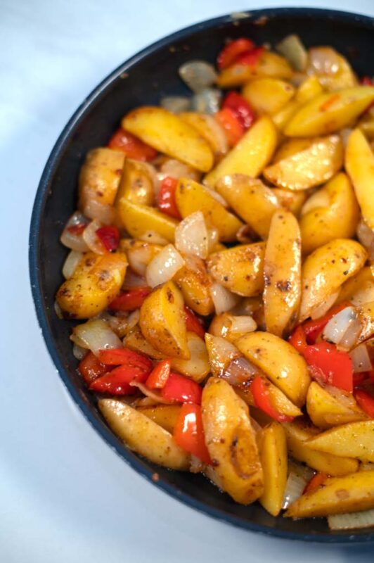 Potatoes with Peppers and Onions - Contentedness Cooking