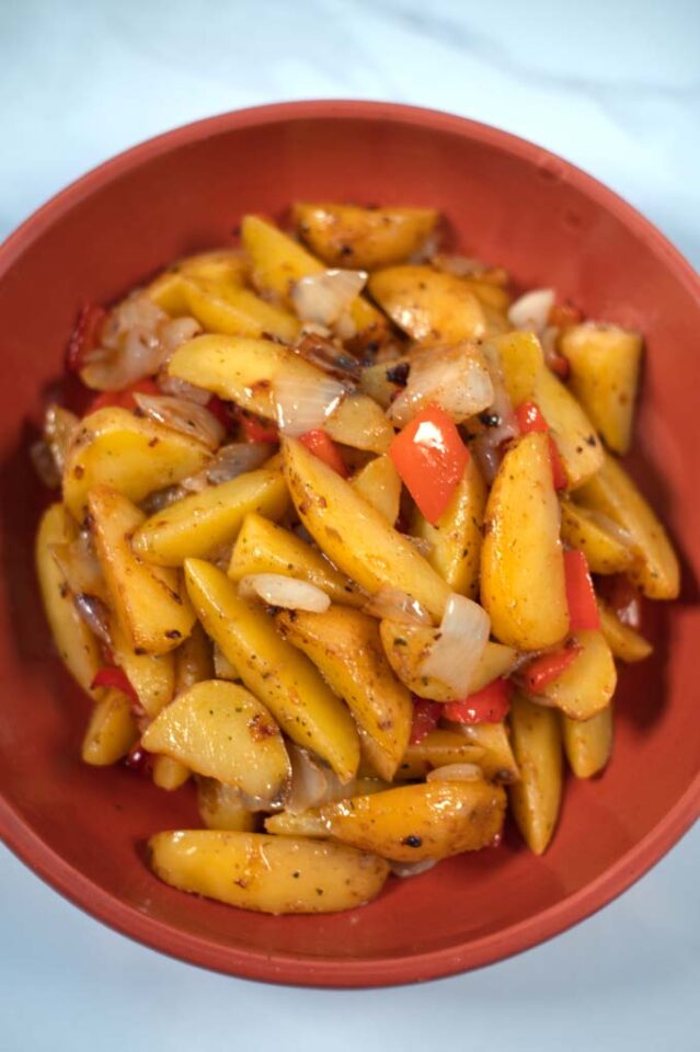 Potatoes with Peppers and Onions - Contentedness Cooking